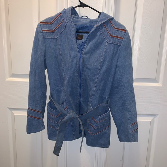 Jackets & Coats | Vintage Tie Front Hooded Denim Jacket Bb5 | Poshmark